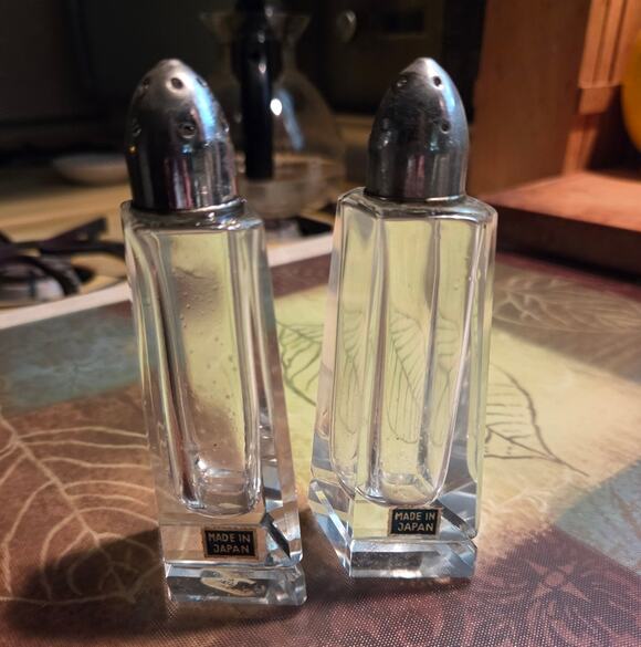 Dining | Vintage Hand Cut Crystal Salt Pepper Shakers Japan Mid Century ...